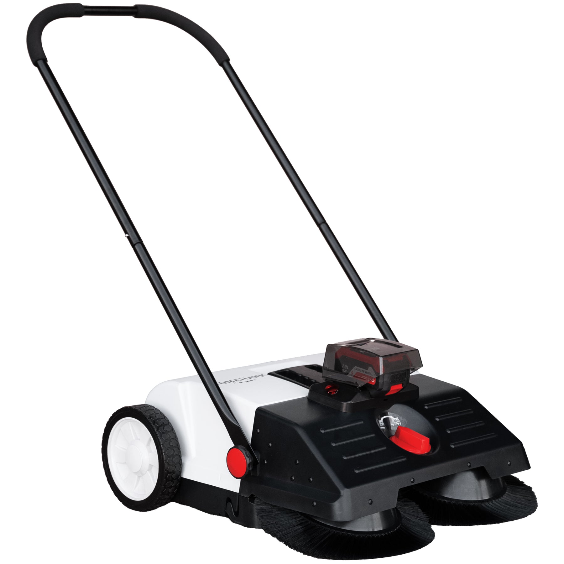 22" Battery Powered Push Sweeper With Double Brush System 18V Lithium-
