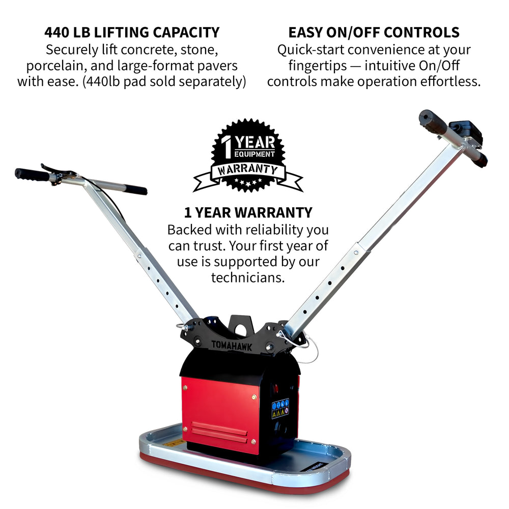 Tomahawk 440 lb Electric Paver Slab Vacuum Lifter 1200W for Hardscapin