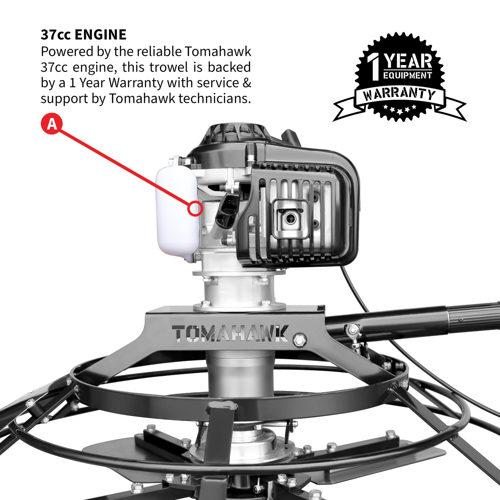 30" Portable Concrete Power Trowel with 18ft Bull Float Handle 37cc En ...