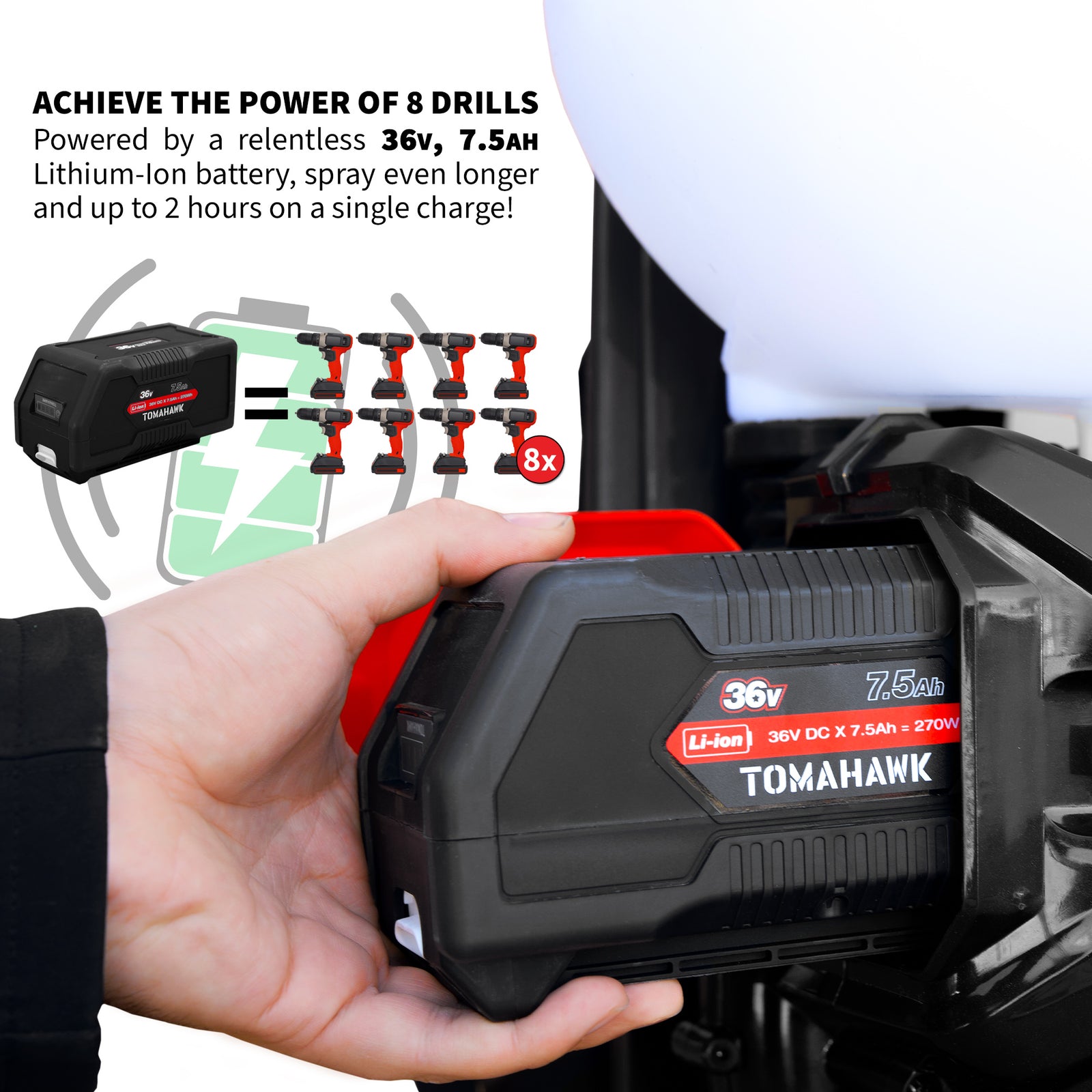 Rechargeable 36V Lithium-Ion 7.5Ah for Tomahawk Battery Mosquito Fogge ...