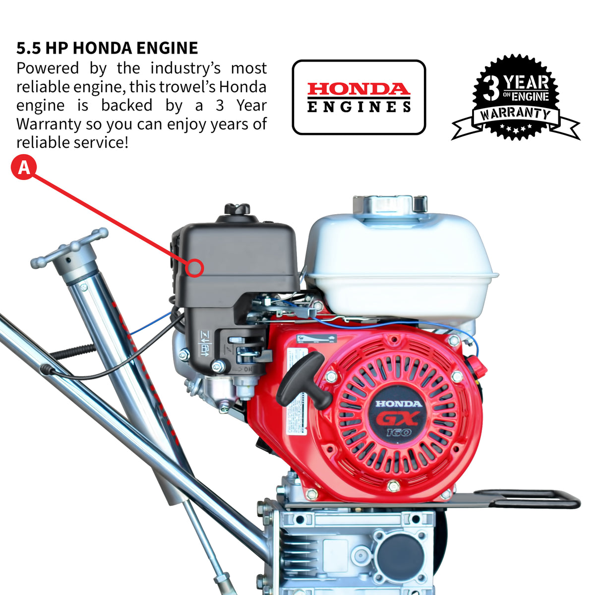 24" Concrete Power Trowel Edger 5.5HP Honda Float Pan Blade Screed Fin
