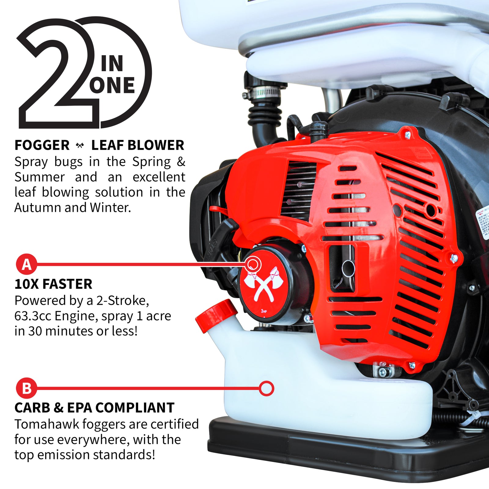 3.7 Gal Turbo Boosted Backpack Mosquito Fogger Leaf Blower for Pest Co ...