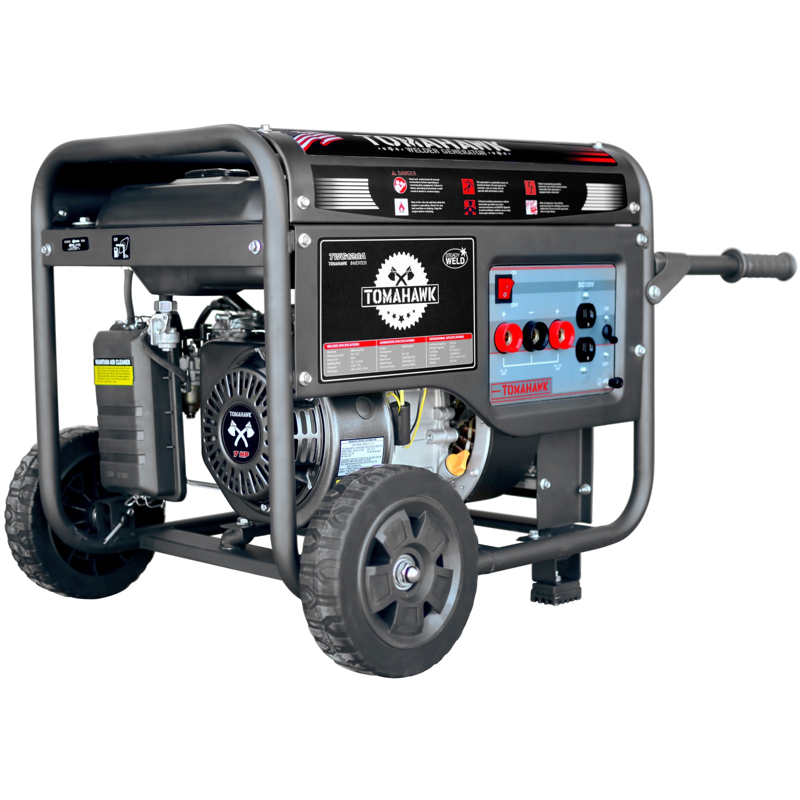 120 Amp Engine Driven Welder Generator 2200 Watt 7 HP Gas Powered ...