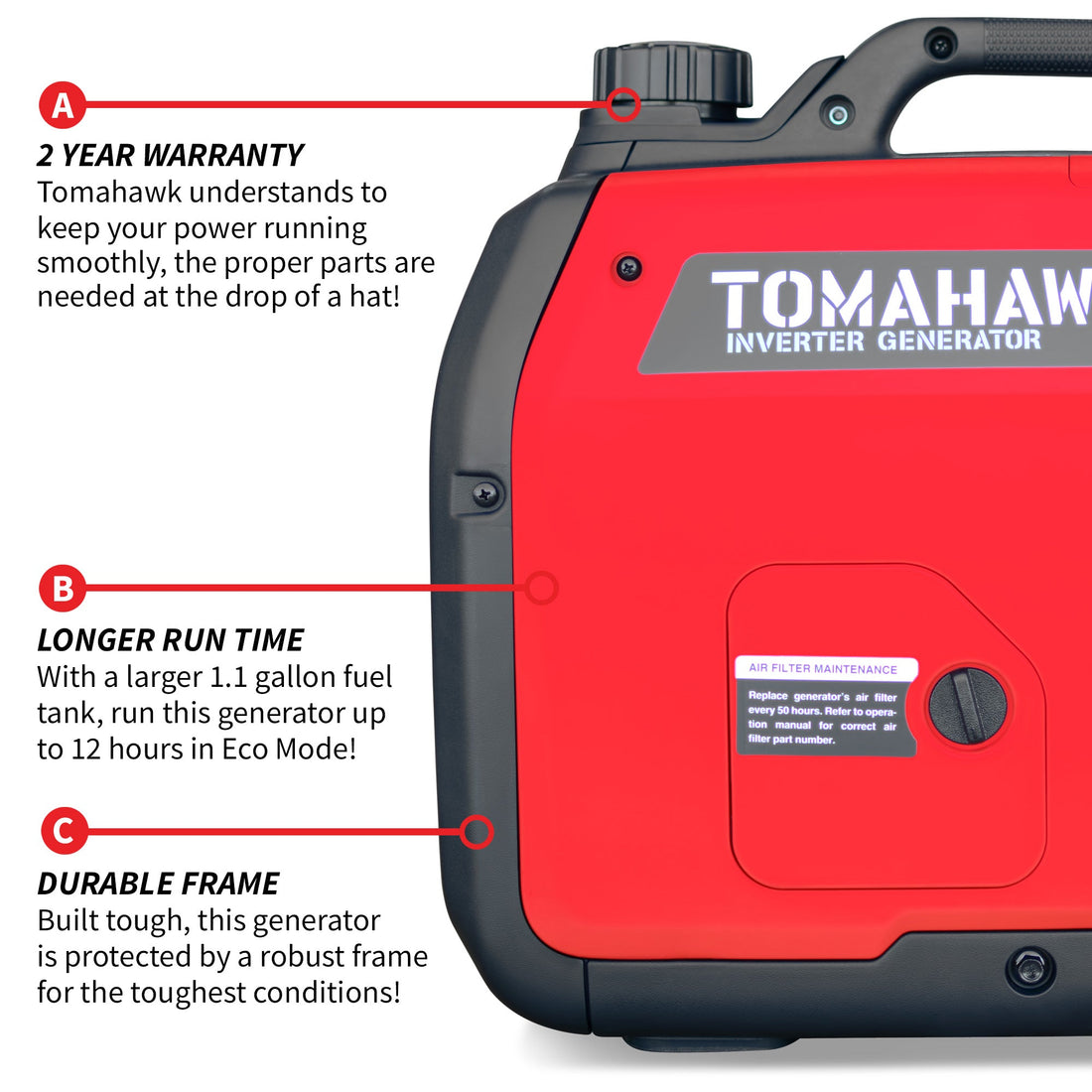 3000 Watt Inverter Generator Super Quiet Portable Gas Power Profession