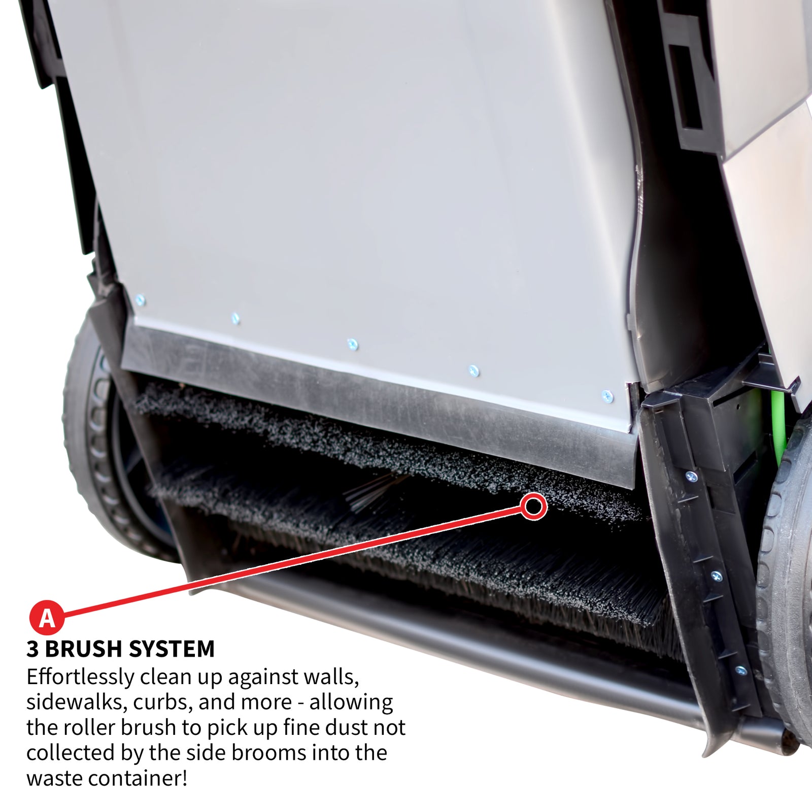 Commercial 38" Push Sweeper with Triple Power Brooms – Tomahawk Power